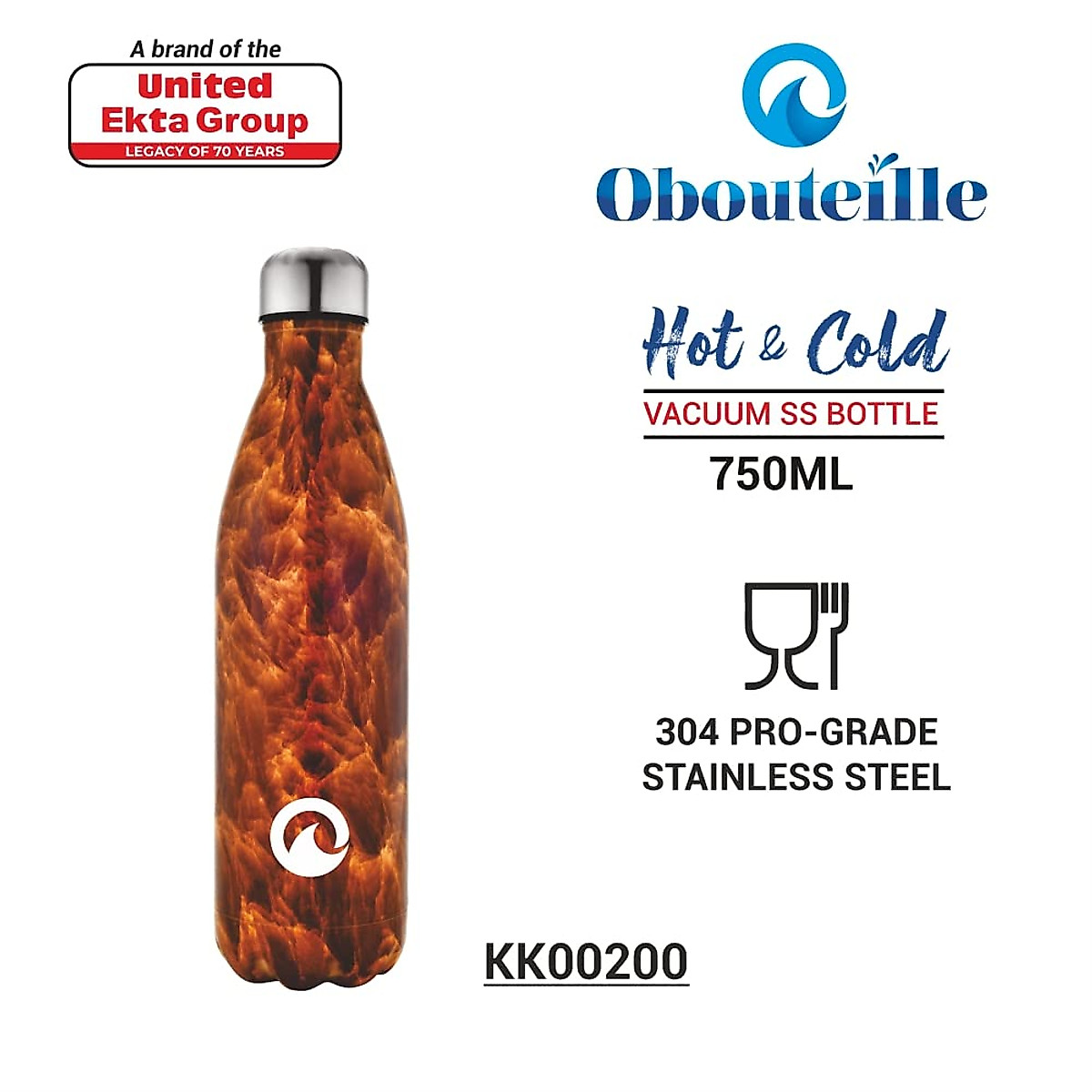 Obouteille Stainless Steel Vacuum Insulated Bottle - Timber 1 - 750 ml