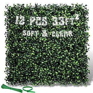 LHY 12 Pcs Grass Wall Backdrop, 20"x20" Boxwood Panels, UV-Proof Greenery Wall Panels Green Wall Panels Boxwood Hedge Wall Grass Backdrop Wall Outdoor Indoor, Backyard/Garden/Fence/Wedding Decor