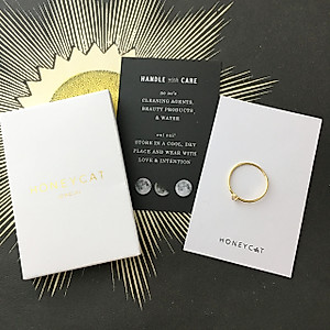 Honeycat Rose Quartz Crystal Point Ring in 18k Gold Plate | Minimalist, Delicate Jewelry (Gold 5)