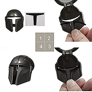 BestEvMod Mando Style Universal Car Engine Start Stop Button Cover Anti-Scratch Push Start Button Protective Cover 3D Cool Car Interior Accessories(Chrome Black)