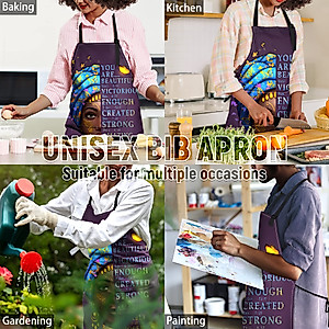 IAGM Aprons for Women with Pockets African Art Apron Afro Black Women Kitchen Aprons Adjustable Neck For Women Chef Bbq Cooking Gardening Home Waterproof Oil Proof 33x28inch