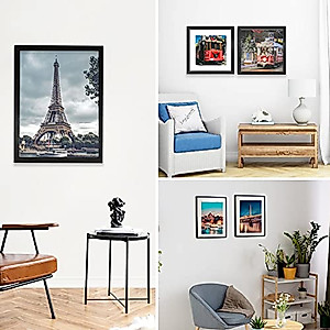 PWTAKO 11x14 Picture Frame Set of 6, Display Pictures 8x10 with Mat or 11x14 Without Mat for Wall Mounting,Black