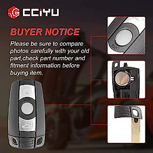 cciyu X 1 Flip Key Fob with Key Blade 3 buttons Replacement for 05 06 07 08 09 10 11 12 13 for BMW X5 X6 Z4 1 3 5 6 7 Series with FCC KR55WK49123