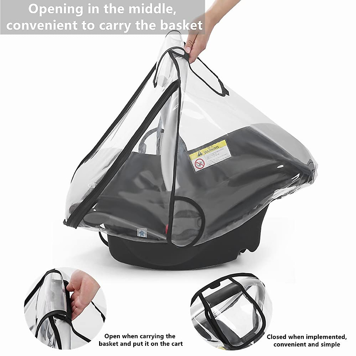 Universal Car Seats Carrier Rain Cover, Infant Baby Travel Ventilated Wind Rain Shield, Waterproof, Snow and Dust Proof Rain Cover Features Quick-Access Zipper Door & Side Ventilation & Handle Opening