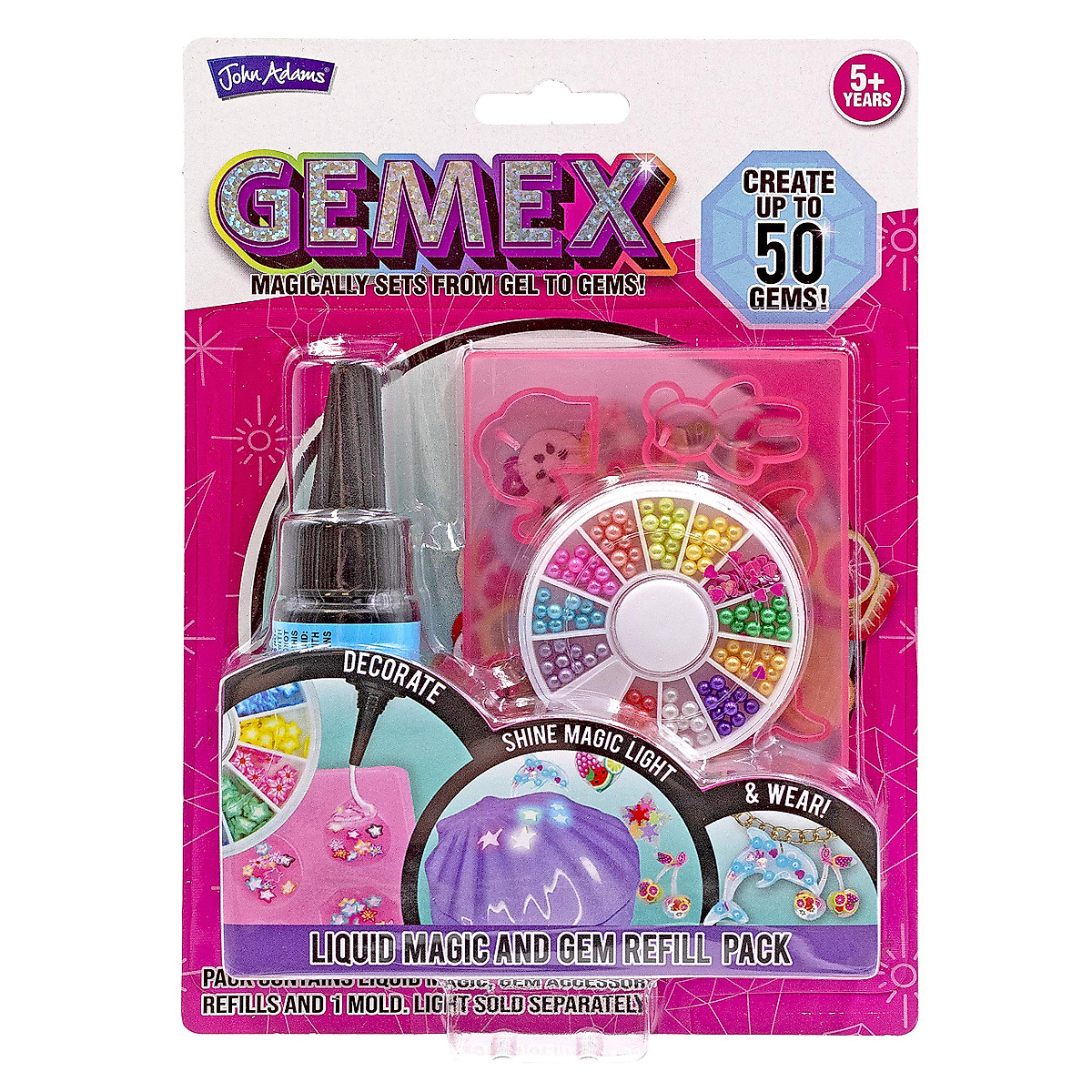 John Adams | GEMEX Refill Set: Magically Sets from Gel to gems! | Arts & Crafts | Ages 5+