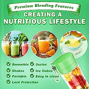 Portable Blender for Smoothies and Shakes,USB Rechargeable with 6 Stainless Steel Blades,Mini Blender with One Touche Operation,Made with BPA-free Material,Handheld Personal Size Blender for Kitchen,Travel and Sport
