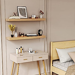 Habudda Floating Shelves, Wall Hanging Wood Shelf for Rustic Home Decor, Bathroom, Bedroom, Kitchen Display, Natural Wood, Invisible Bracket, 30", 2-Pack (Burlywood, 30"×6.7"×1.6")