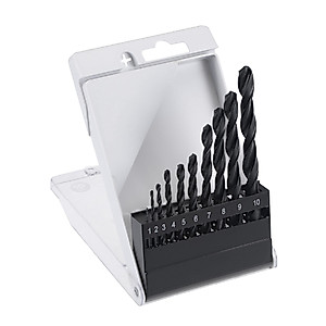 uxcell High Speed Steel Jobber Twist Drill Bit Set Black Oxide for Alloy Wood 1mm - 10mm 10 Pcs