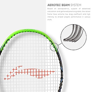 Li-Ning G-Force Superlite 3500 Carbon-Fiber Strung Badminton Racquet with Free Full Cover (Black/Green)