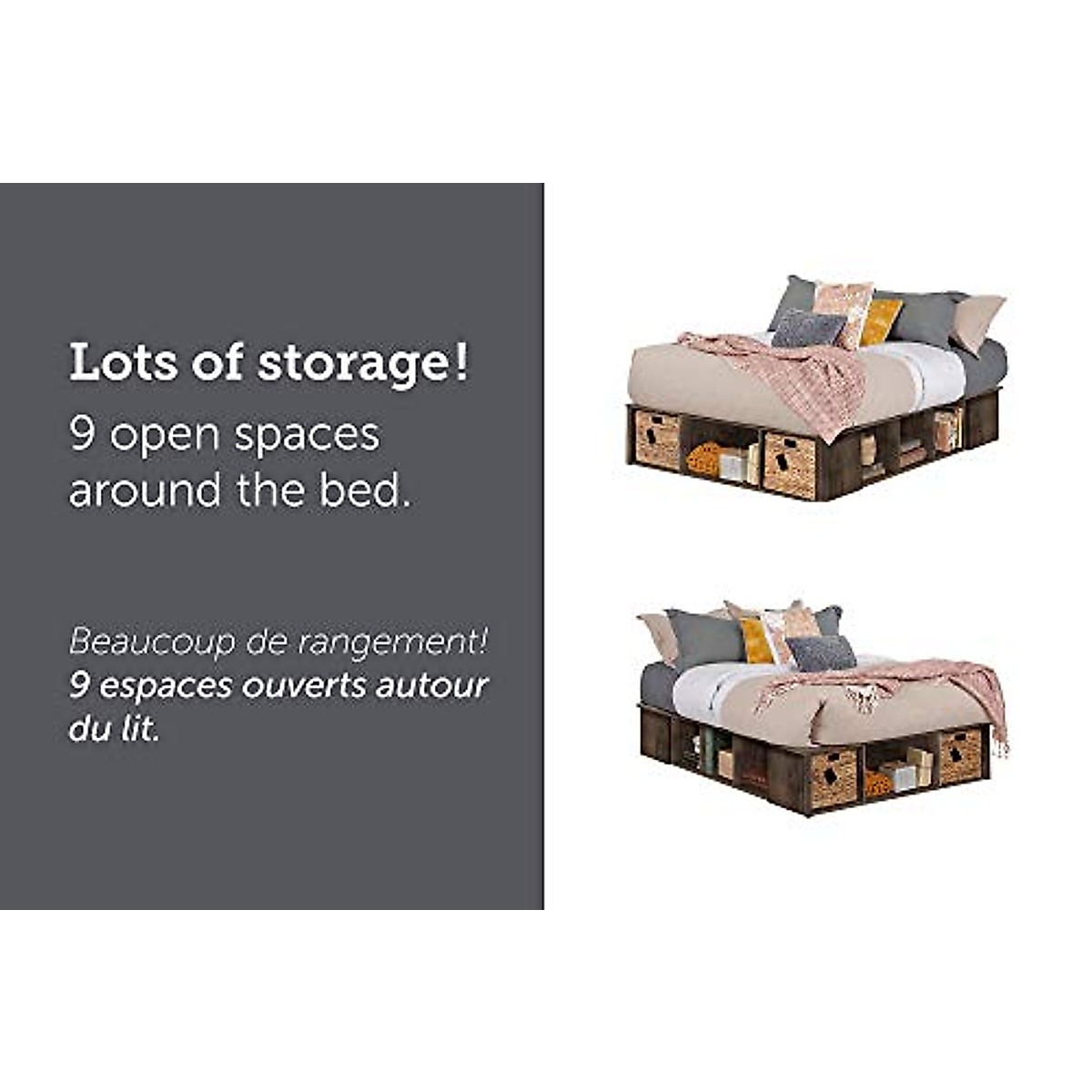 South Shore Bed with Baskets, Queen, Fall Oak