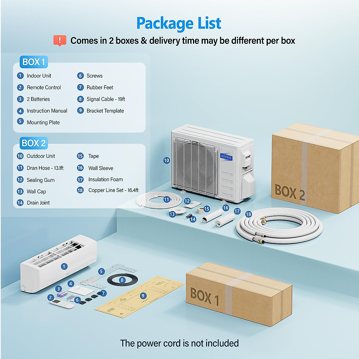 ROVSUN 18,000 BTU 19 SEER Mini Split Air Conditioner with Inverter Technology, 230V/60Hz, AHRI Certified, Eco-Friendly, Smart Operation, Quiet Cooler & Heater, Customer Care