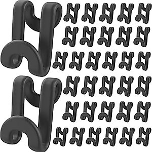100Pcs Clothes Hanger Connector Hooks, Cascading Hangers Space Saving Plastic Hanger Hooks Space Saver Hanger Extender Clips for Velvet Wooden Plastic Metal Hangers Heavy Duty Clothes Closet, Black