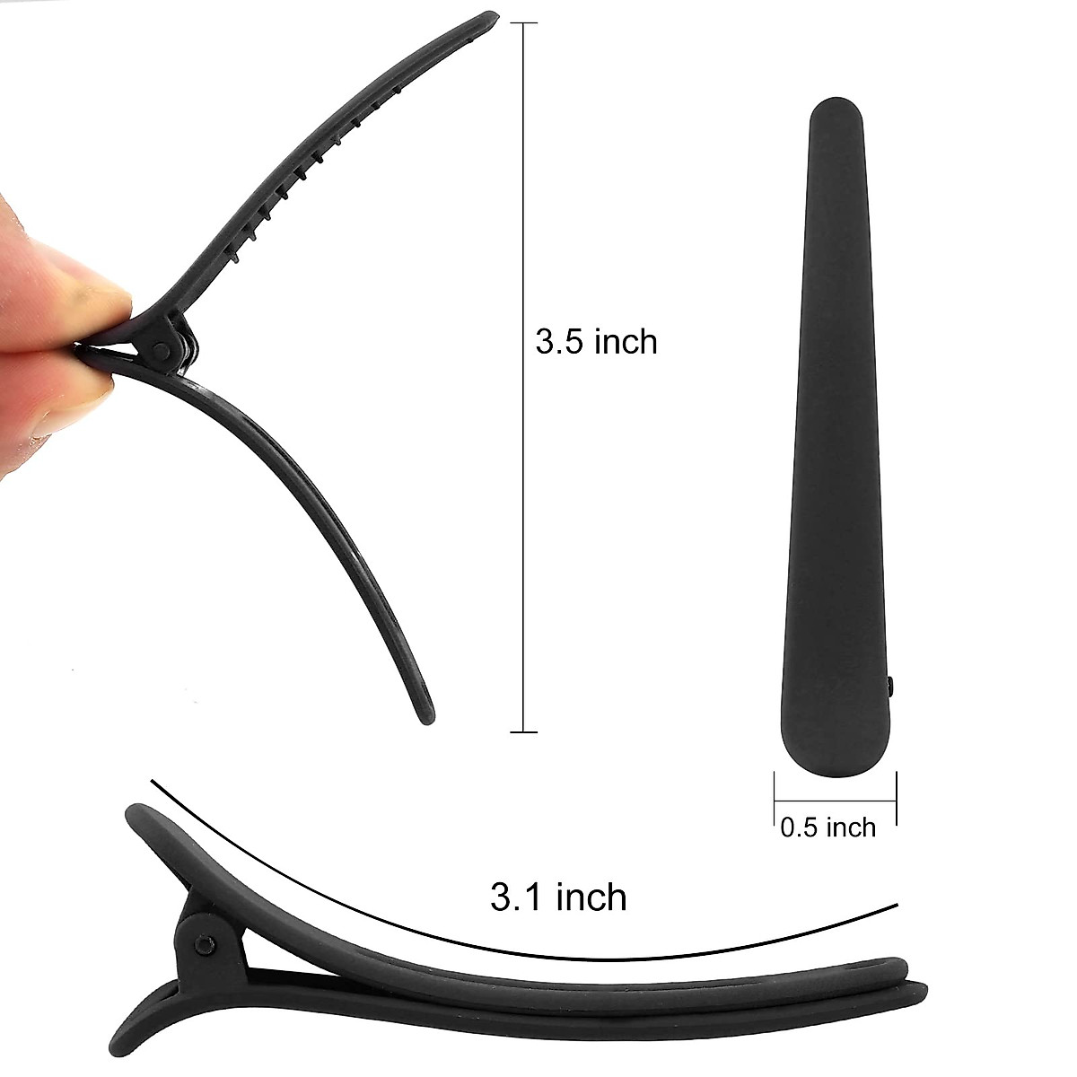 YISSION 12 PCS Hair Clips for Styling Sectioning, 3.1 Inch Matte Alligator No Crease Duck Billed Hair Clips, Hair Barrettes and Styling Accessories for Women Girls Black