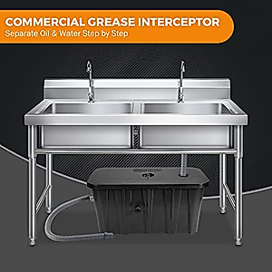 BEAMNOVA 25 LBS Top Inlet Commercial Grease Trap, 7-stage filtration 13 Gallons Per Minute Grease Trap Waste Water Oil-water Separator for Restaurant,Cafe,Canteen,Kitchen Under Sink