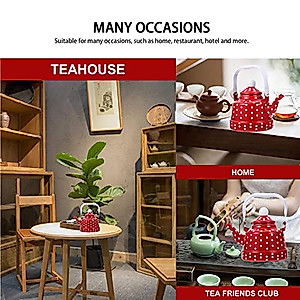 HEMOTON Kettle Stovetop Enameled Teapot Chinese Style Heating Water Kettle with Handle Large Capacity Hot Water Kettle Kitchen Teapot for Stovetop Induction Cooker （ Red ） Red Tea Kettle
