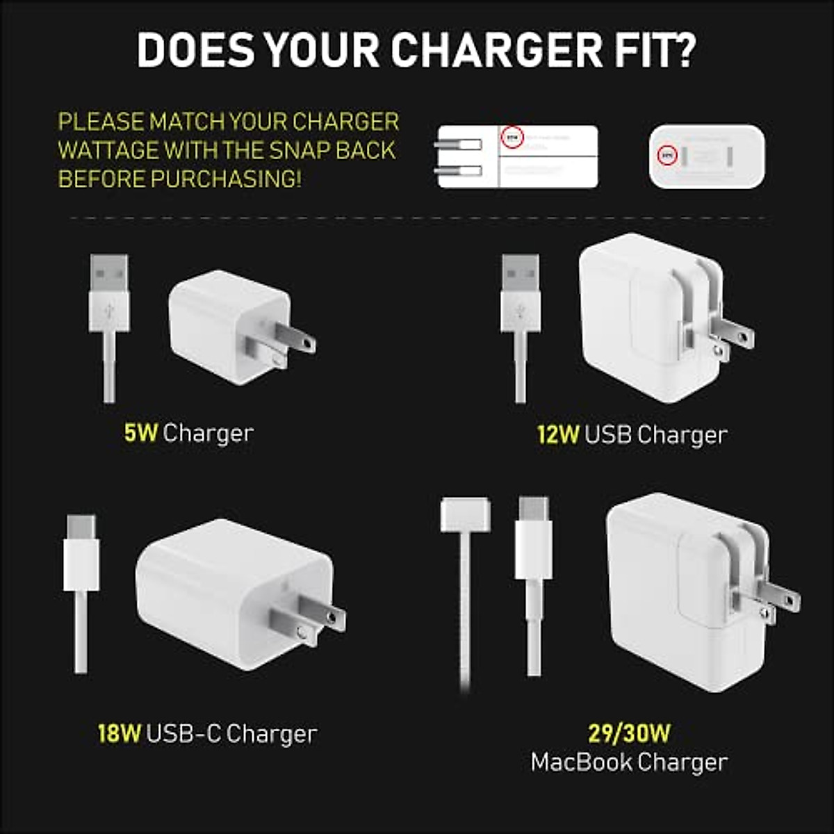 Fuse The Snap Back Charger Winder Compatible with Apple 12W iPhone, and iPad Chargers for Travel and Cable Management