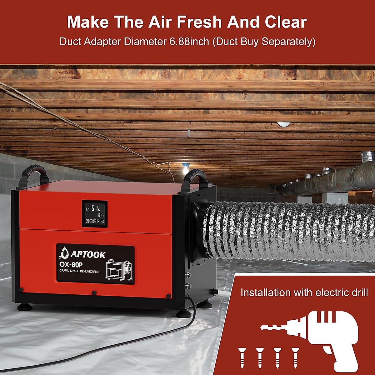 APTOOK 140 Pint Commercial Dehumidifier, Crawl Space Dehumidifier with drain Hose for Basements, Flood Repair Water Damage Restoration, Auto Defrost, Memory Starting