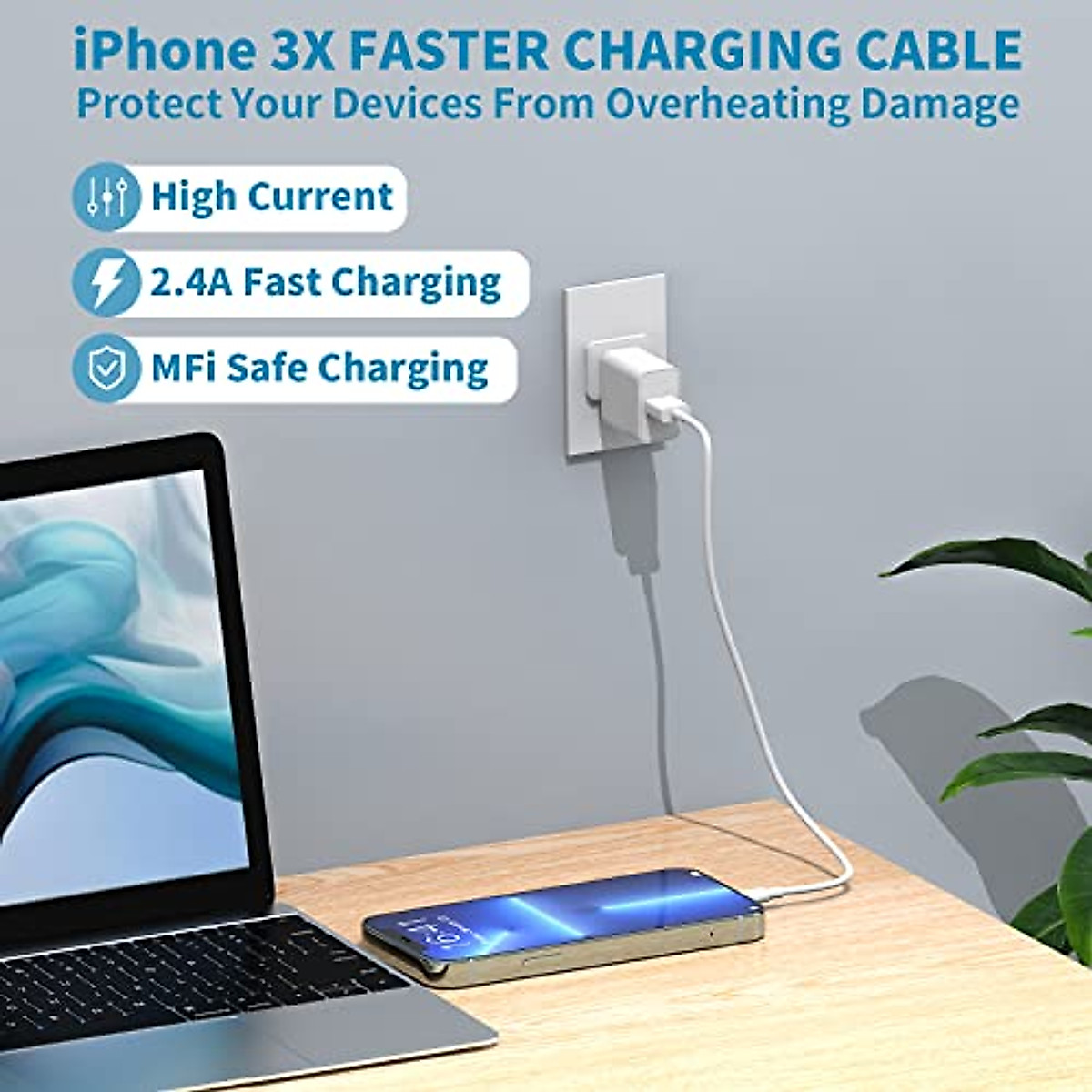 [Apple MFi Certified] Short iPhone Charger 8Inch 5 Pack, Lightning to USB Cable Fast iPhone Charging Cables High Speed Data Sync Transfer Cord for iPhone 14/13/12/11 Pro Max/XR/Xs/X/8/7/6/iPad/Airpods