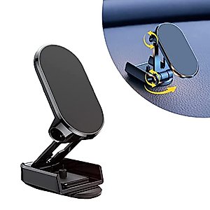 Ylahdent 2023 New Alloy Folding Magnetic Car Phone Holder, 360° Adjustable - 6 Strong Magnet Magnetic Car Phone Mount Dashboard Folding Bracket Universal (Black)