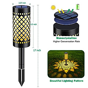TomCare Solar Lights Outdoor Metal Upgraded Solar Pathway Lights Bright Solar Garden Lights Outdoor Decorative Waterproof Solar Powered Led Landscape Path Lighting for Patio Yard Lawn Walkway, 4Pack