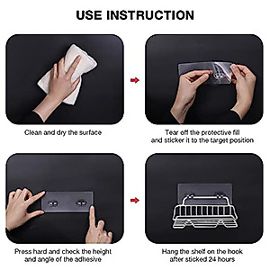 Conworld 4 Packs Shower Caddy Adhesive Replacement, Strong Sticky Heavy-duty Wall Adhesives Nail Free Transparent Adhesive Pad, Adhesives Hook for Shower Caddy, Kitchen Racks, Bathroom Storage Shelves