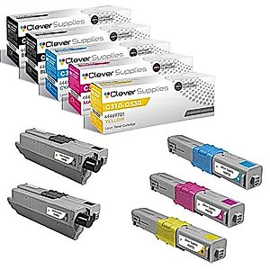 CS Compatible Toner Cartridge Replacement for Okidata C330 44469801 Black 44469703 Cyan 44469701 Yellow 44469702 Magenta Oki C17 C310dn C330dn C510dn C531dn C530dn MC362w MFP MC562w MFP 5 Color Set