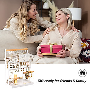 ProCase Jewelry Organizer Stand Necklace Organizer Earring Holder, 6 Tier Jewelry Stand Necklace Holder with 15 Hooks, Jewelry Tower Display Rack Storage Tree for Bracelets Earrings Rings -White