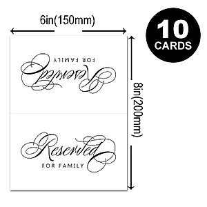 Reserved Signs for Wedding, Parties, Receptions, Restaurant and Celebrations, Reserved Signs for Tables, Reserved Signs for Wedding Chairs, 10 Pack, 4 x 6 Inches.