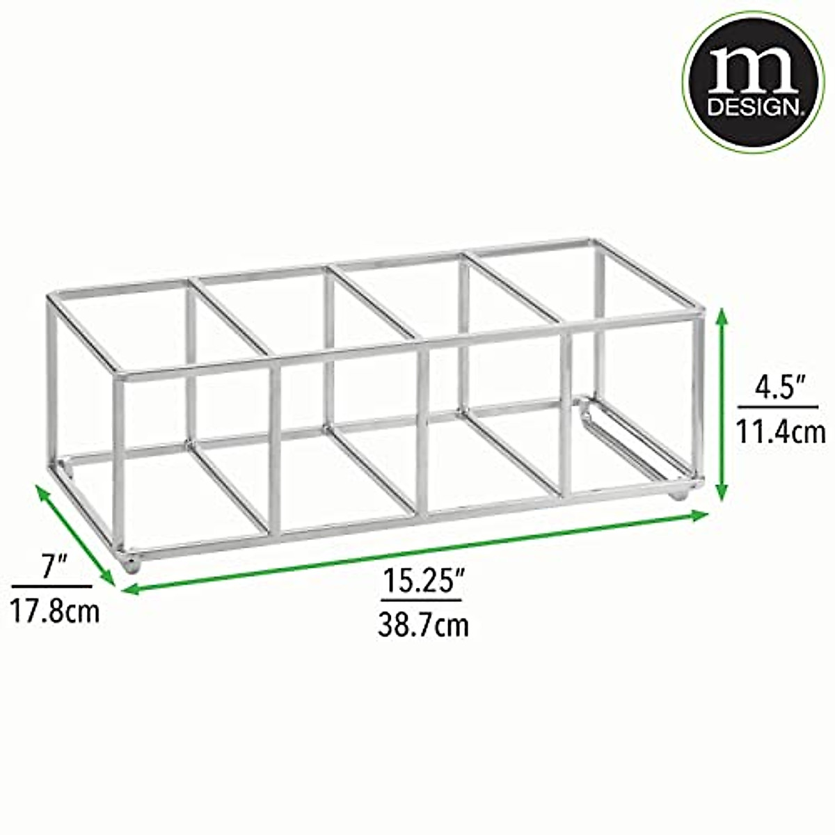 mDesign Stackable, Metal Geometric Free-Standing Water Bottle and Wine Rack Storage Organizer for Kitchen Countertops, Pantry, Fridge - Holds 8 Bottles - 2 Pack - Chrome