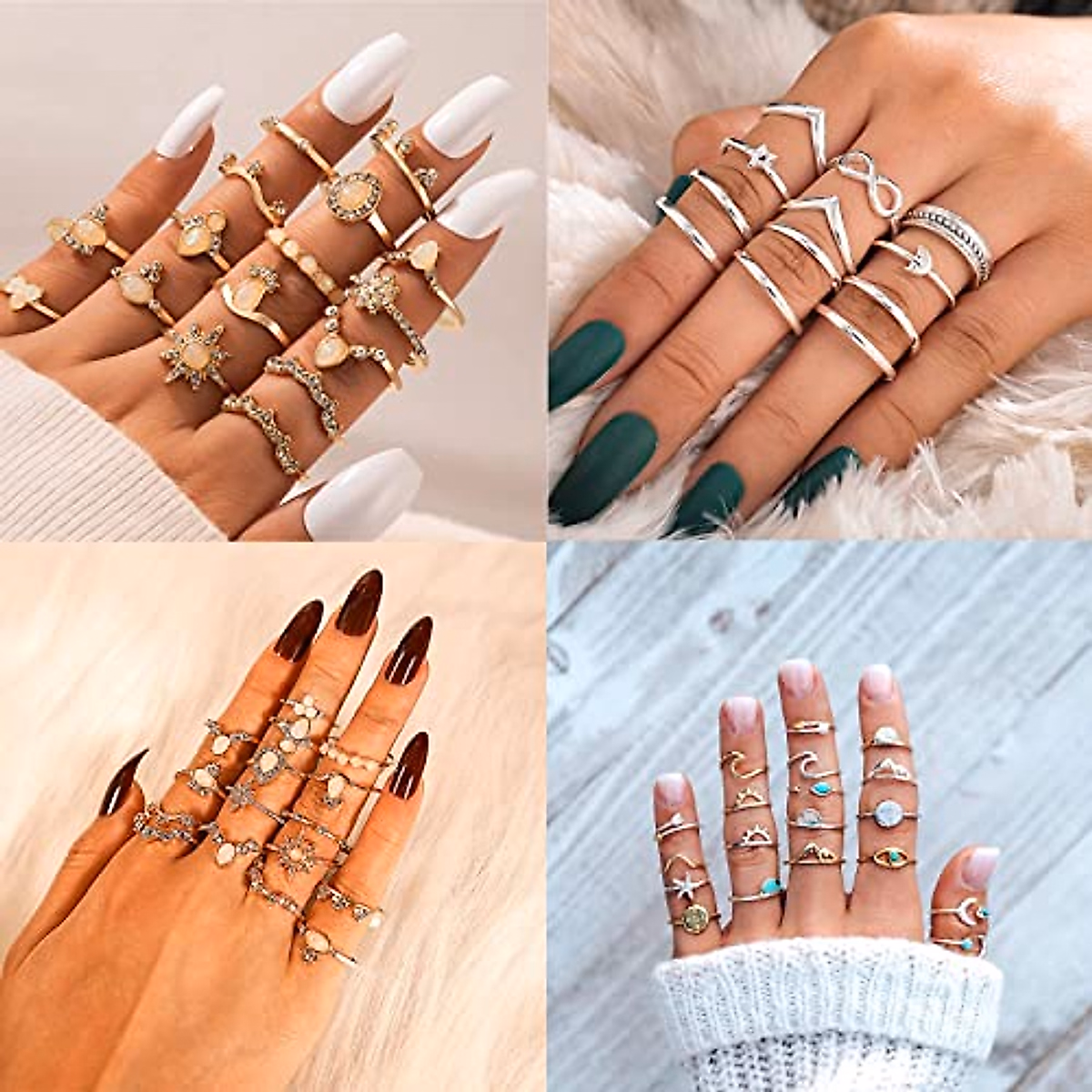 choice of all Boho Rings Stackable Rings Vintage Kunckle Rings Cute Rings Set for Women Christmas Gifts