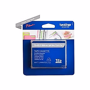 Brother TZe-MQL35 Labelling Tape Cassette, White on Matt Light Grey, 12 mm (W) x 5 m (L), Laminated, Brother Genuine Supplies