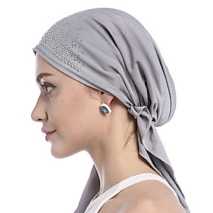 Sweat Wicking Skull Cap Beanie Helmet Liner Quick Dry Bandana Head Wrap Bicycle Head Pirate Scarf Gray