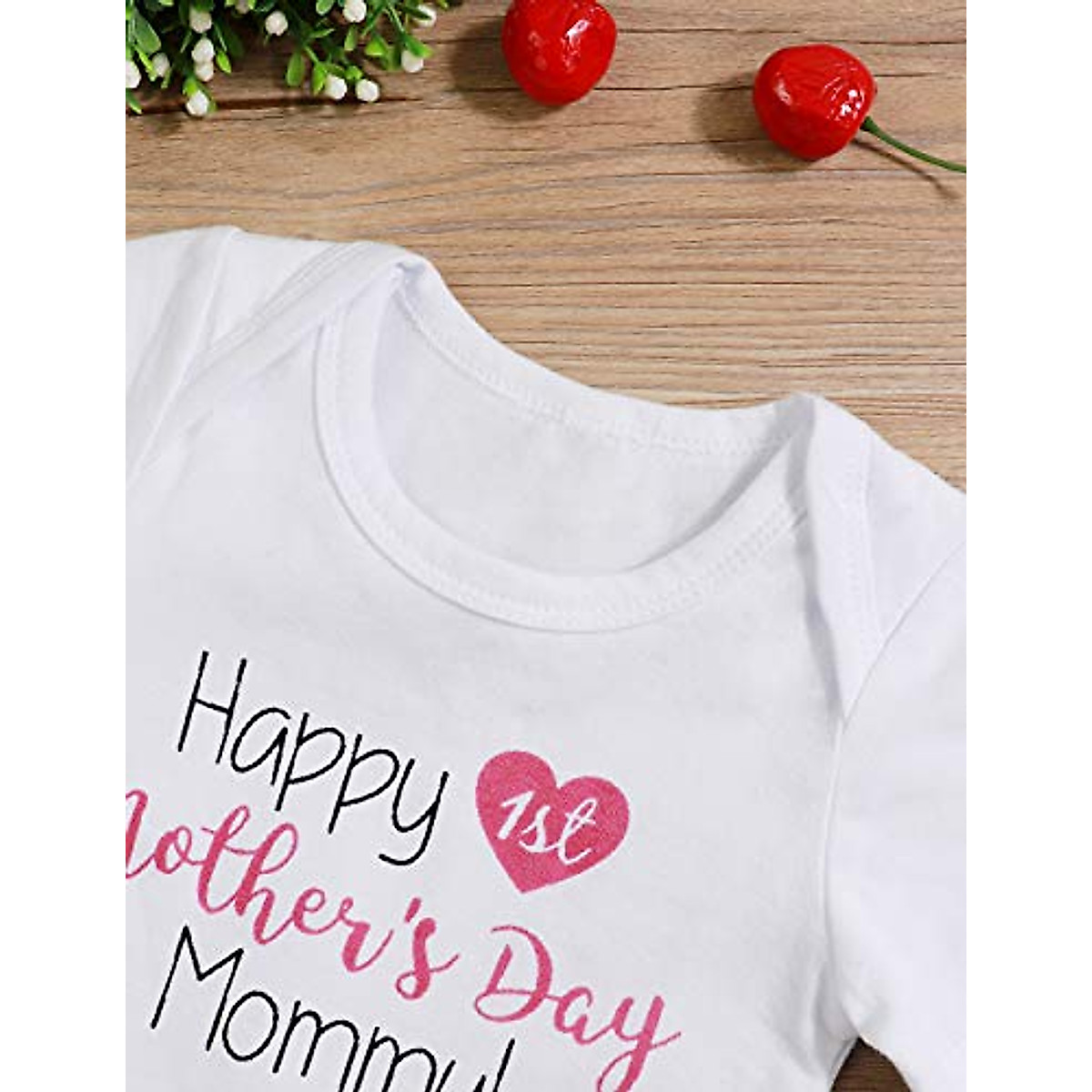 Mother's Day Baby Gift for Mom-Happy 1st Mothers Day Mommy Print Infant Romper Outfit Newborn Cotton Jumpsuit (White-A, 9-12 Months)