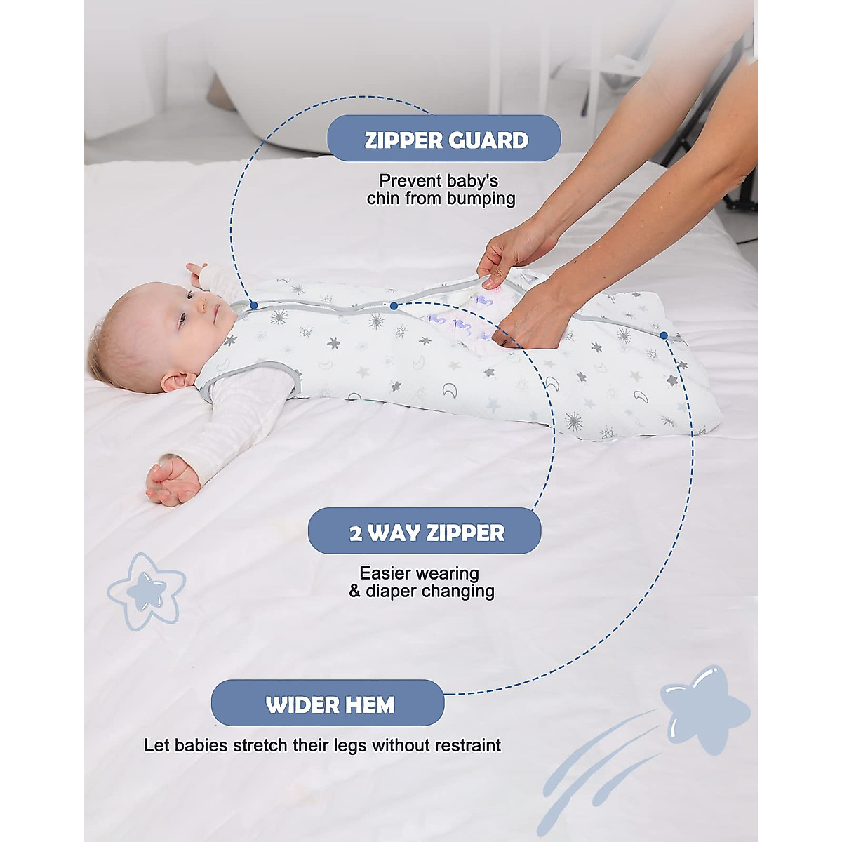 Lictin Baby Sleep Sack 1.0 TOG - Toddler Sleeping Sack 18-36 Months, Baby Wearable Blanket, Unisex Sleeveless Summer Baby Sleeping Bag with Adjustable Length and 2-Way Zipper