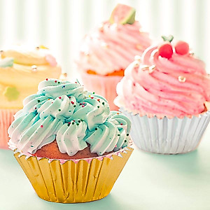 1000 PCS Cupcake Liners 1.25 inches Mini Foil Baking Cups Wrapper Muffin Cases Gold and Silver Tulip Paper Cups for Baby Shower, Birthday Party, Weddings Decorations (Silver,Gold)