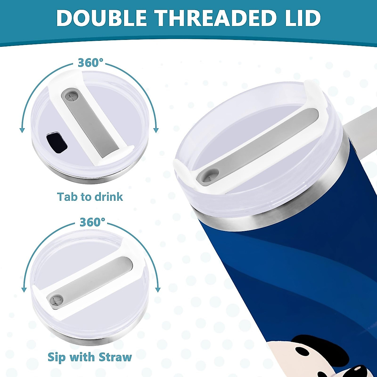 Nexawaveo Stainless Steel Tumbler with Handle and Straw Charming Puppy Bluesky Fits in Standard Cup Holder Iced Coffee Cups for Smoothie Cocktail Beer Soda Fruit Juice