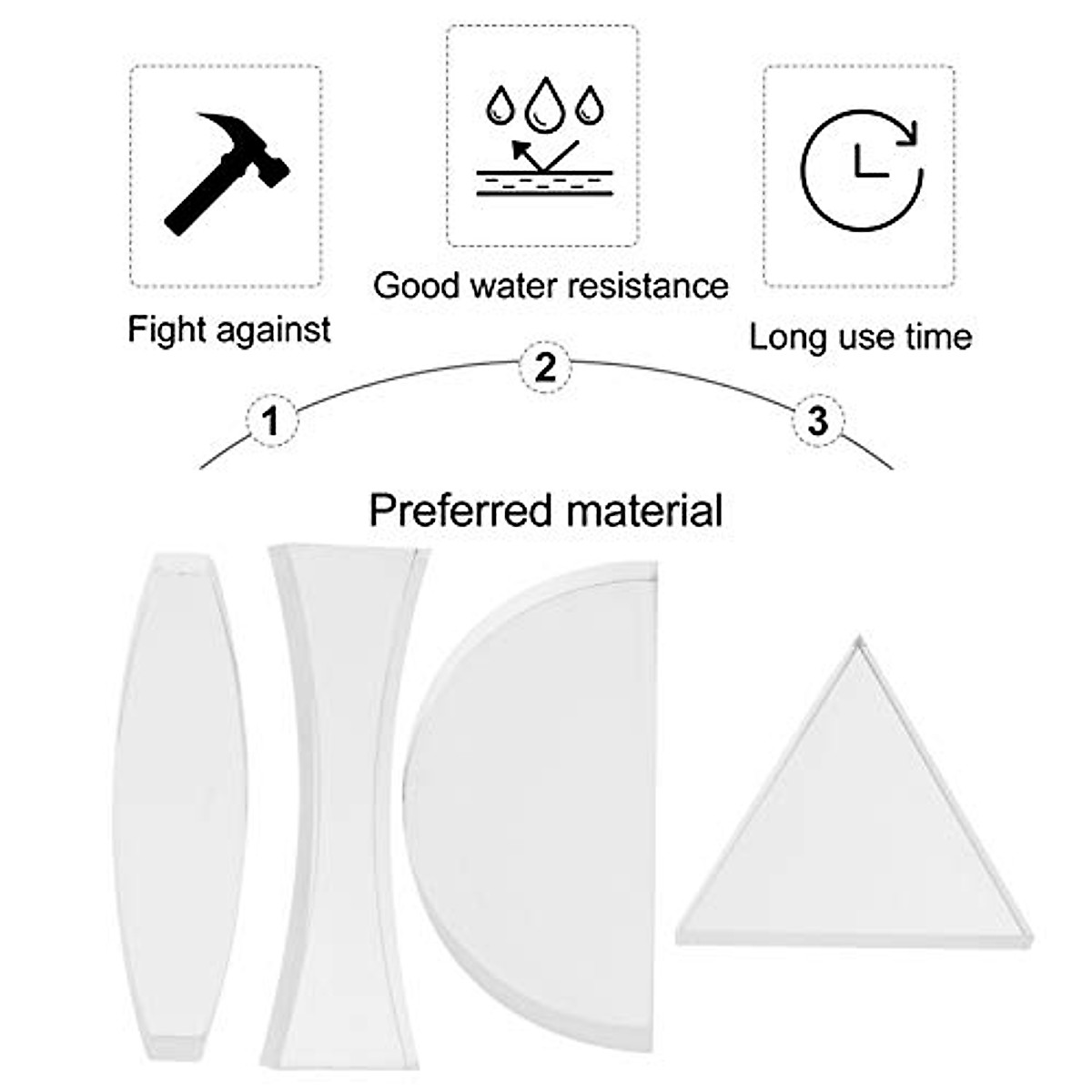 Mipcase 4pcs Optical Glass Convex Concave Lens Set Optical Glass Light Spectrum Prism Basic Physics Teaching Lens for Classroom Laboratory Supplies