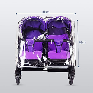 Twins Baby Pushchair Rain Cover Universal Stroller Waterproof Rainy Weather Guard Side by Side Double Carriage Outdoor Wind Dust Snow Protection Breathable Shield Transparent Accessories