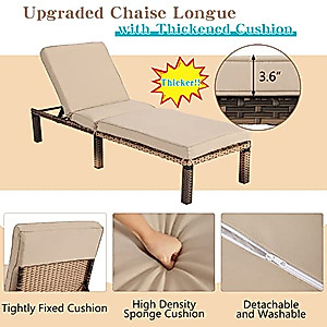 MAGIC UNION 2-Pack Outdoor Chairs Patio Adjustable Wicker Chaise Lounge with Cushions Patio Seating Beach Chairs Chaise Lounge Chairs for Outside Pool Patio Chair Lawn Chairs Set of 2