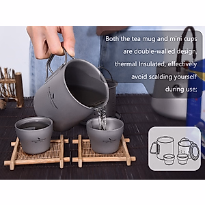 Boundless Voyage Titanium Tea Coffee Mug with Strainer Shot Glass Lightweight Double Layer Teacup for Camping Traveling Office Daily Used Ti3088D