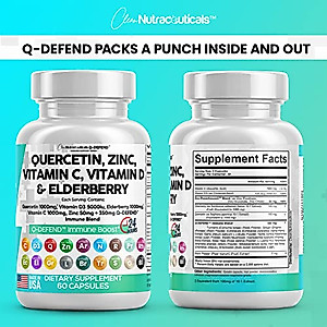 Quercetin 1000mg Zinc 50mg Vitamin C 1000mg Vitamin D 5000 IU Bromelain Elderberry - Lung Immune Defense Support Supplement Adults with Artemisinin, Sea Moss, Echinacea, Garlic Immunity Allergy Relief