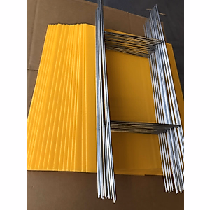 Yard Signs Pack of 10 (Yellow) 18x24 inches Corrugated Plastic & 10 Stake 30 Inches Tall for Garage Sale, for Rent, Open House, Estate Sale, Now Hiring, or Political Signs