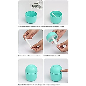 Portable Mini Humidifier, 220ml Small Cool Mist Humidifier, USB Personal Desktop Humidifier for Baby Bedroom Travel Office Home, Auto Shut-Off, 2 Mist Modes, Super Quiet (White)