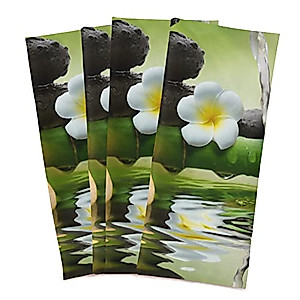 CHIFIGNO Meditation Bamboo Stalks Candle Basalt Stones Kitchen Towels Soft Absorbent Kitchen Hand Towels Cleaning Cloths Reusable Tea Towels Bar Towels 28 x 18 inches