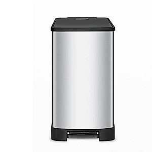 XDCHLK Step Bins Stainless Steel Satin Square Trash Can Garbage Storage Container Bathroom Kitchen Pedal Dustbin ( Color : D , Size : 15L )