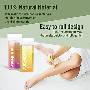 Waxfans Roll on Wax Kit, Hair Removal Waxing Kit, Wax Roller for Larger Areas of the Body, Home Waxing Kit for Women and Men, Sensitive Skin Friendly (White)