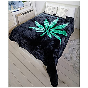 Hiyoko Weed Blanket Faux Fur Throw Blanket Queen Size – Marijuana Gifts for Stoners Faux Mink Warm Blanket