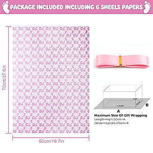 AircooL Baby Girl Wrapping Paper, It's a Girl Baby Girl Feet Pink White Stripes Wrapping Paper 20 x 28 inches for Girl Birthday Present Gender Reveal Theme Baby Shower Party Kindergarten Newborn
