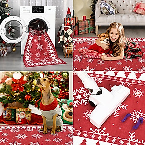 CAROMIO Christmas Hallway Runner Rug Holiday Decorative Bordered Area Rug, Washable Stain Resistant Non-Slip Floor Cover Xmas Tree and Snowflake Entrance Carpet for Laundry Kitchen, 2' x 6'