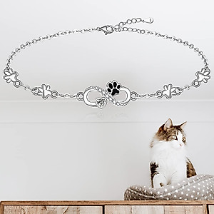 Fenthring Cat Dog Paw Print Bracelet Sterling Silver Infinity Heart Puppy Paw Memorial Mothers Day Bracelets for Women Jewelry Gifts
